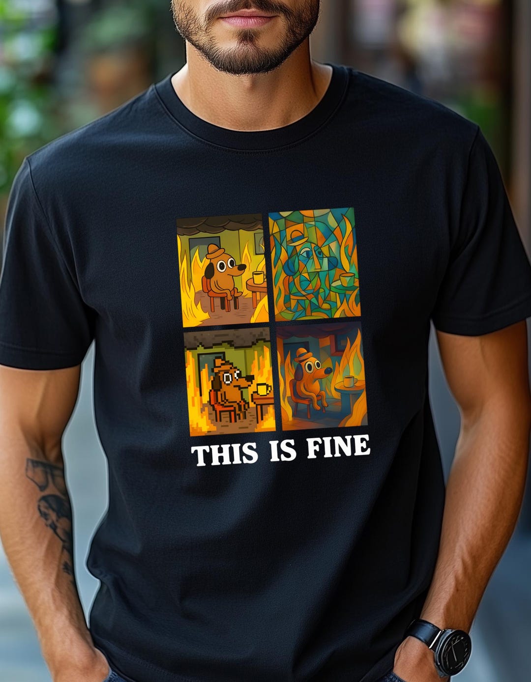 Funny "this is Fine, Everything is Fine" Meme T-shirt - Dog on Fire ...