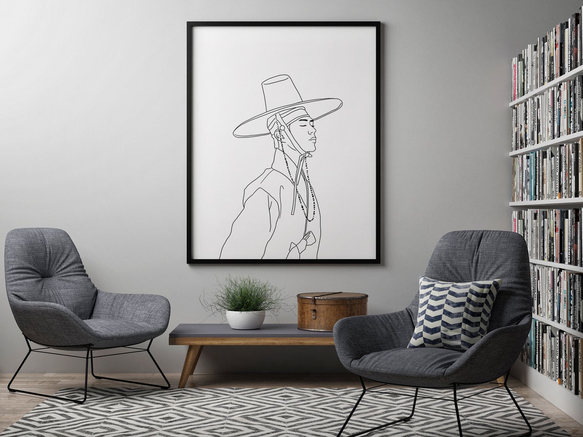Line Art Print Wall Art Print Korea Art Print Korean Culture One Line ...