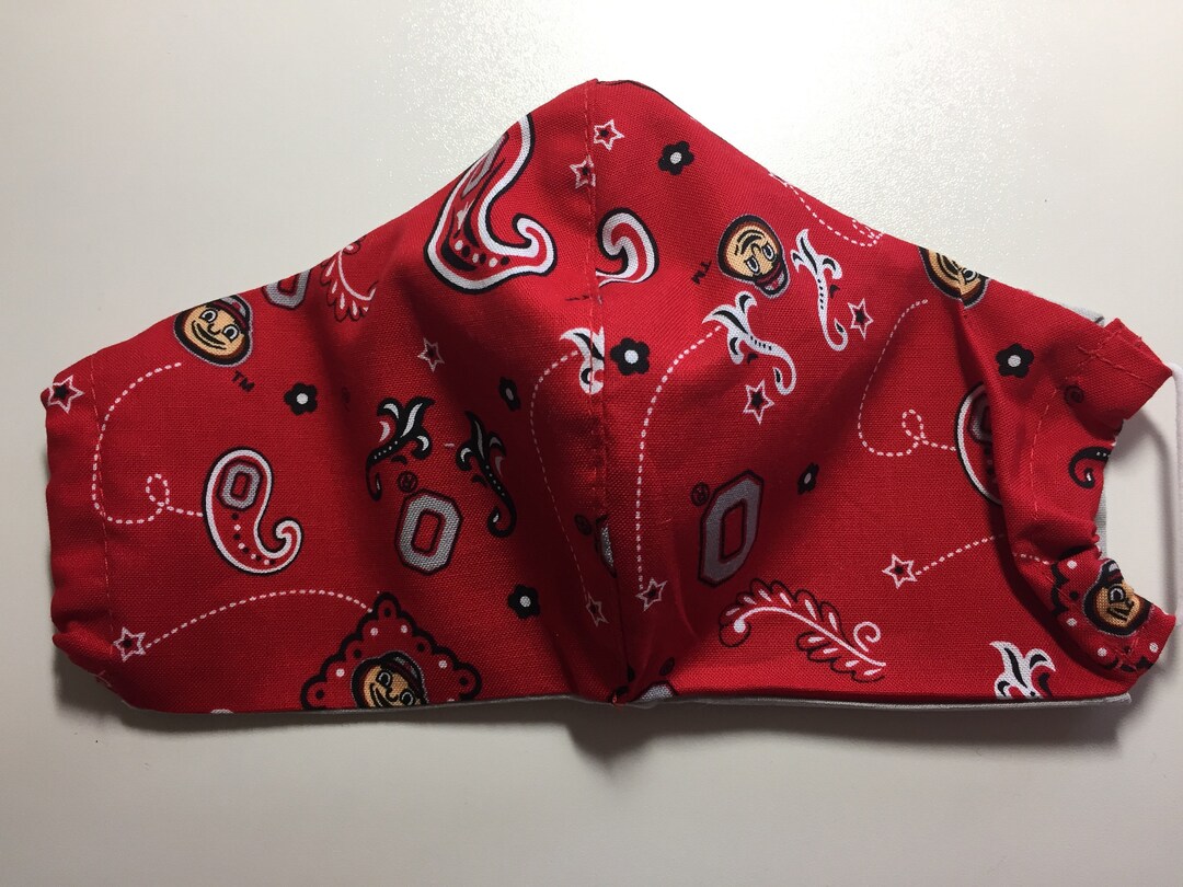 Ohio State Face Mask 2layer Cotton With Nose Wire Ladies Size 5.5”x10 ...