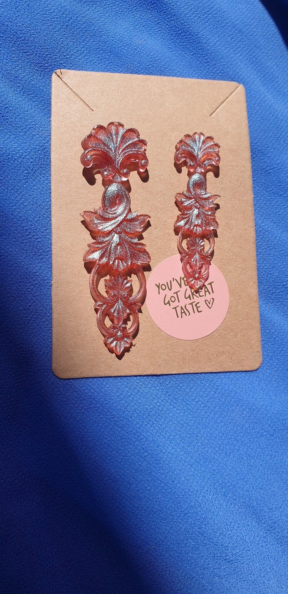 RETRO DANGLES/ Aesthetic Pink Resin Earrings / Unique Gift / Minimalism / Midcentury Modern Stud ...