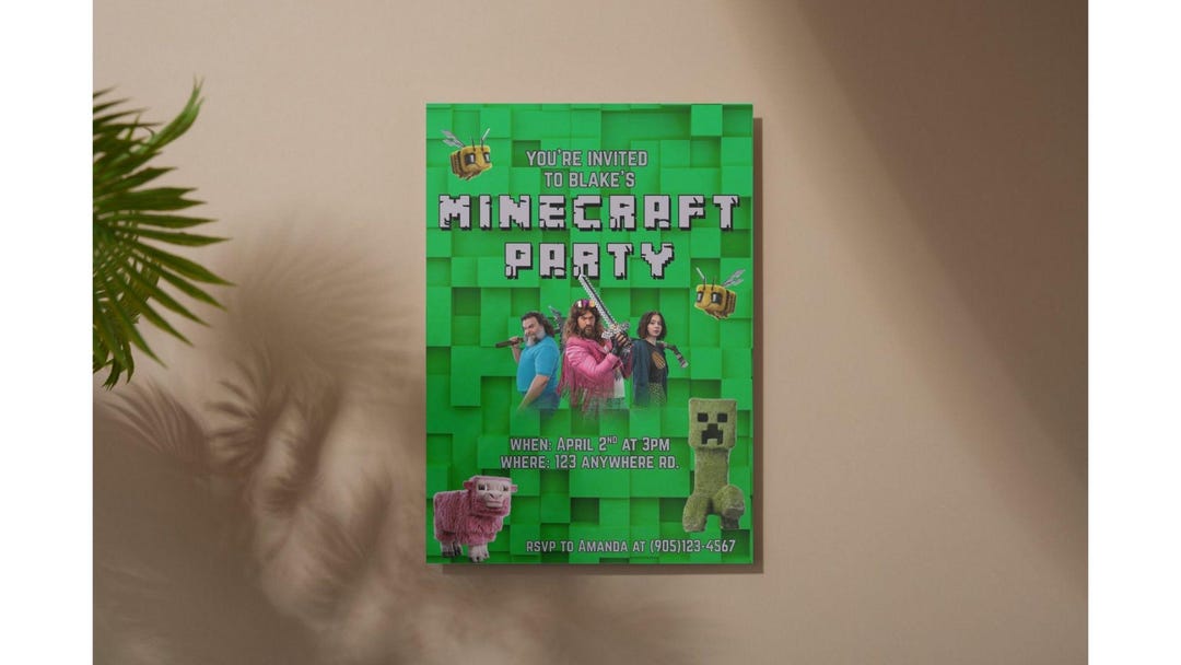 The Minecraft Movie (NEW) Birthday Party Invitation (editable Canva ...