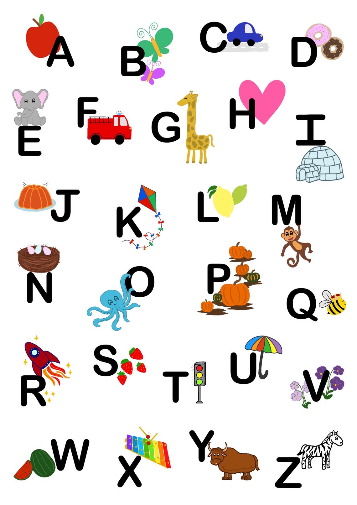 Alphabet Print, Alphabet Poster, Phonics, Children’s Educational Poster ...