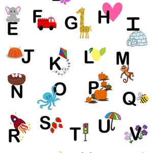Alphabet Print, Alphabet Poster, Phonics, Childrens Educational Poster ...