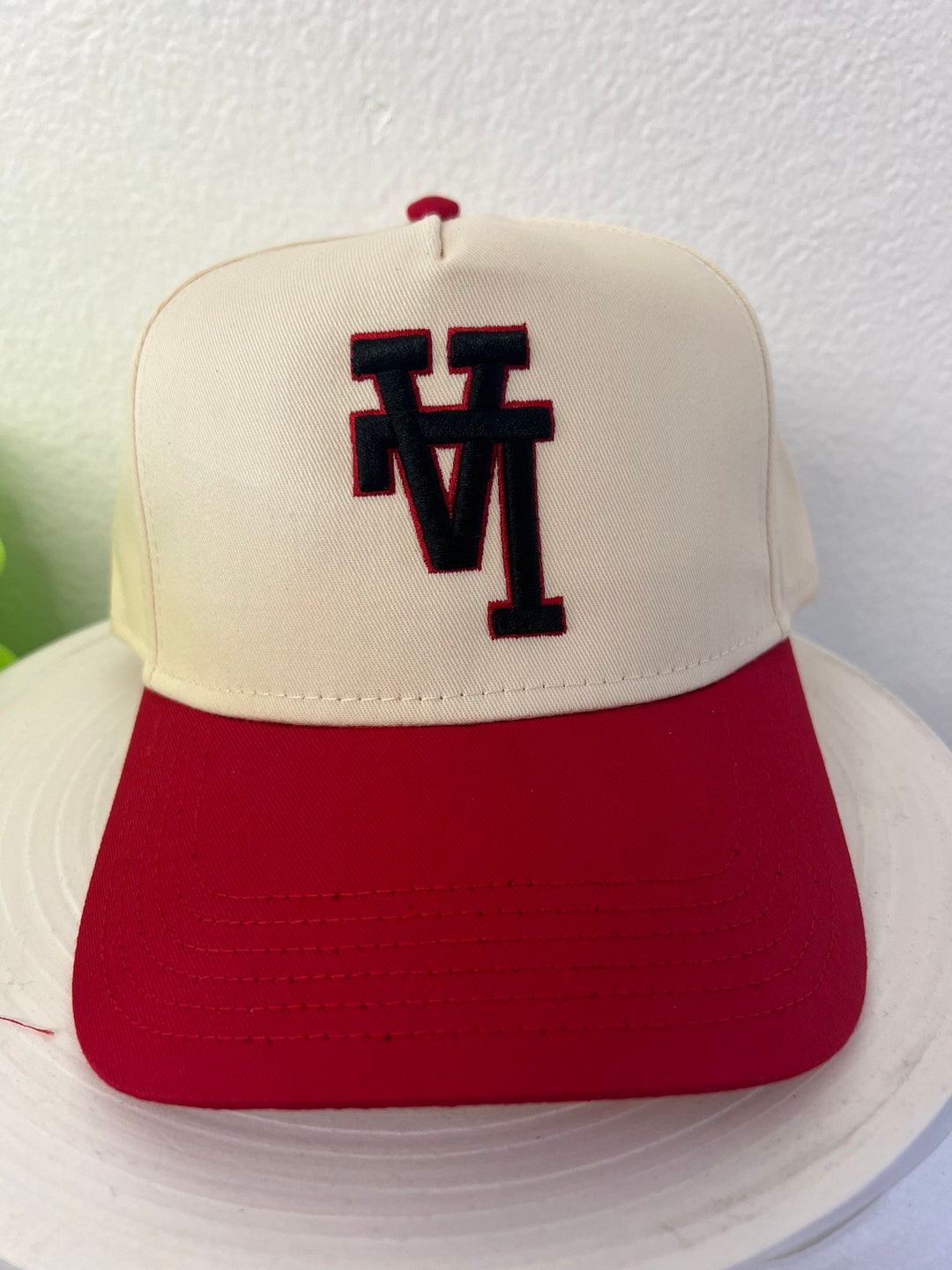 LA Upside Down Cream/red 5 Panel Snapback - Etsy