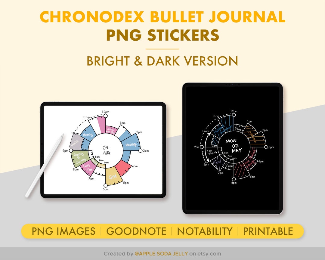 Chronodex Bullet Journal PNG Stickers Visual Time Management Daily ...