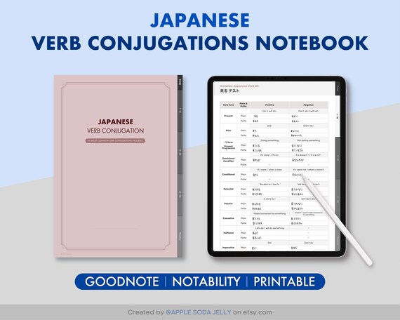 Japanese Verb Conjugation Practice Notebook Digital Notebook - Etsy