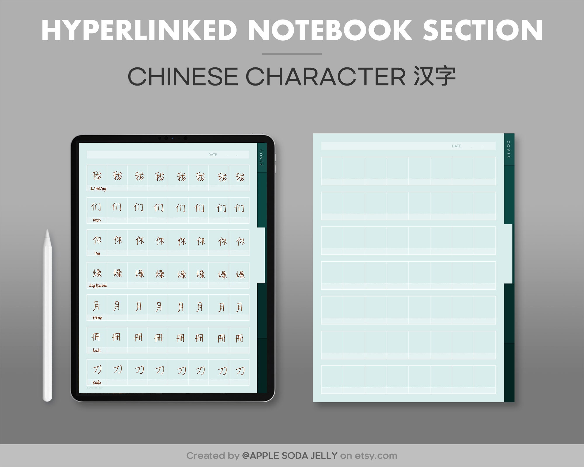 All-in-one Chinese Study Notebook Dark Mode Words - Etsy Ireland