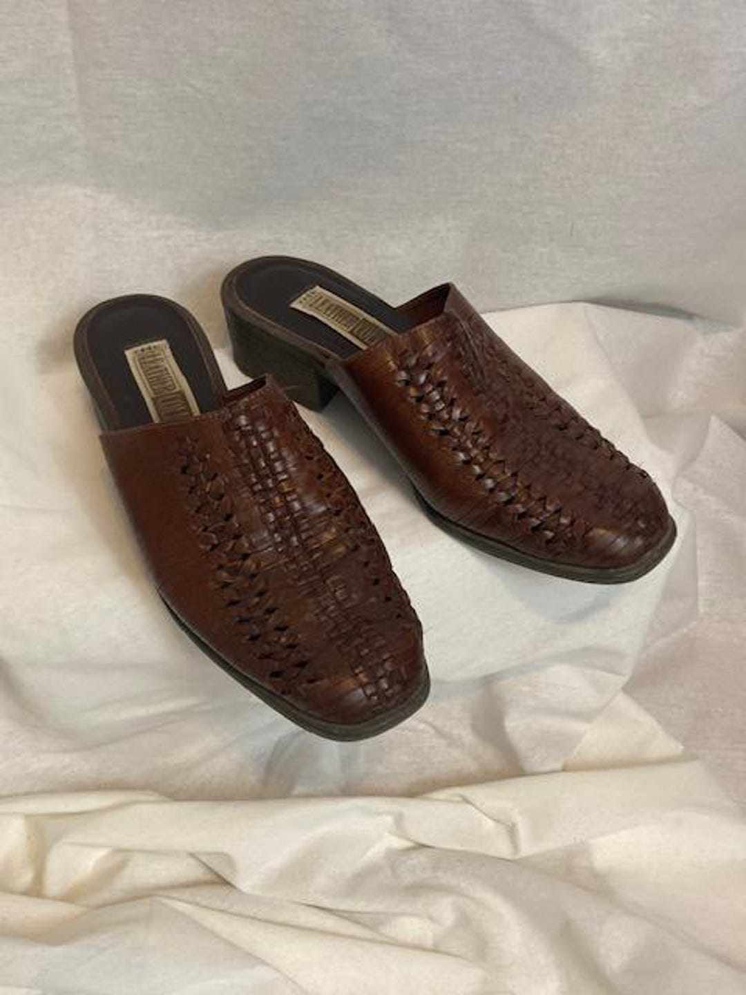 Vintage Leather Woven Mules - Etsy