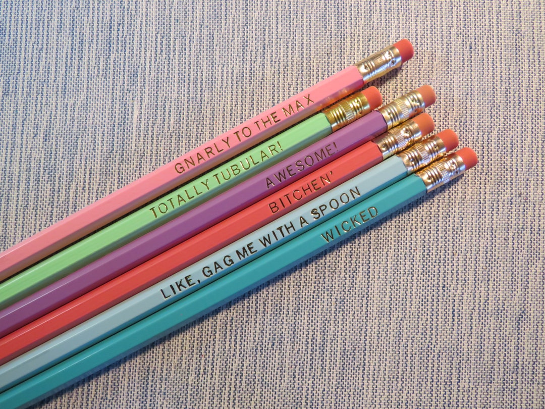 Valley Girl Collection Six 2HB Pencil Set 80's Slang - Etsy
