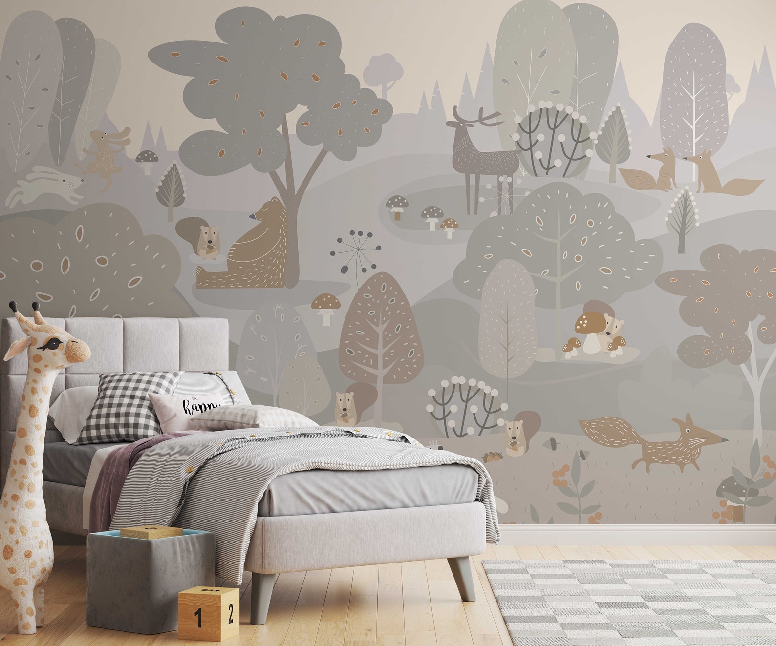 Forest Animals Boho Wallpaper for the Children's Room Photo Wallpaper ...