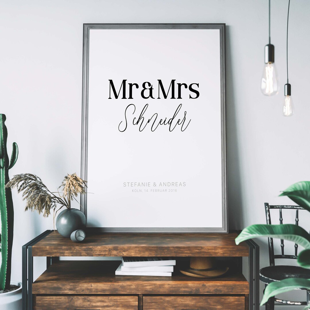 Wedding Gift Personalized Poster Premium P732 / mr. & Mrs. / Deco ...