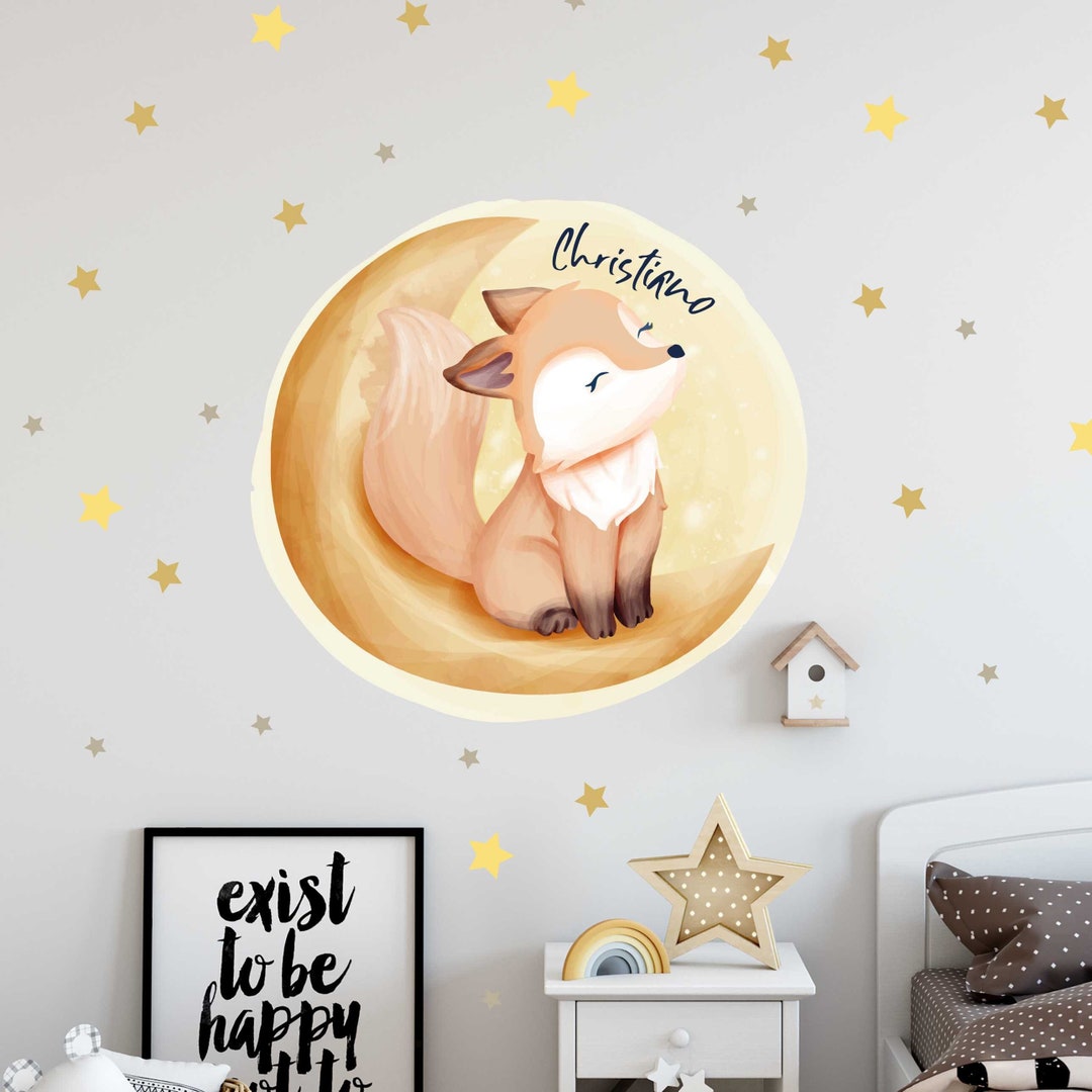 Fox on the Moon Personalizable V391 Wall Sticker Children's Room Wall ...