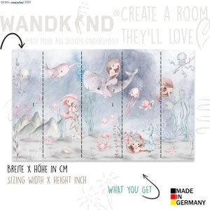 Mermaid Wallpaper Underwater Sea Wall Sticker Mural Nursery Kids Room ...