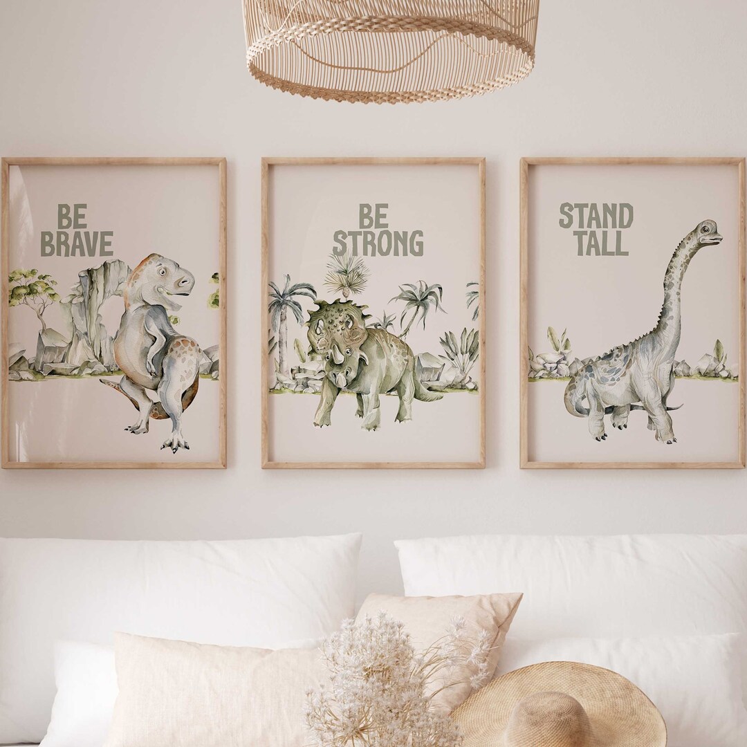Wall Picture Set of 3 Posters P804 / Dino Be Strong Dinosaur World ...