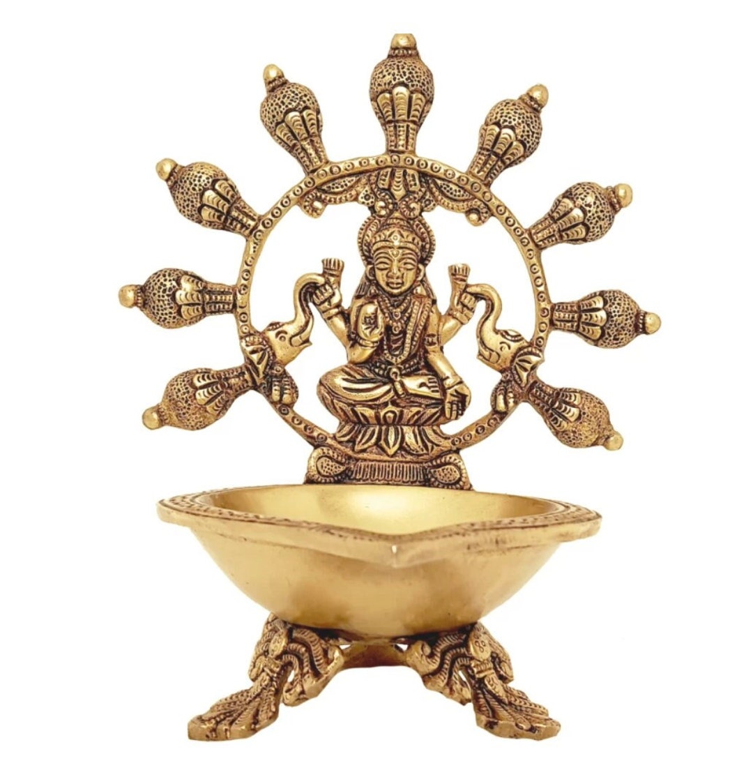 GAJALAKSHMI LAMP Brass Brass Décor, Goddess Lamp, Prosperity Blessings ...