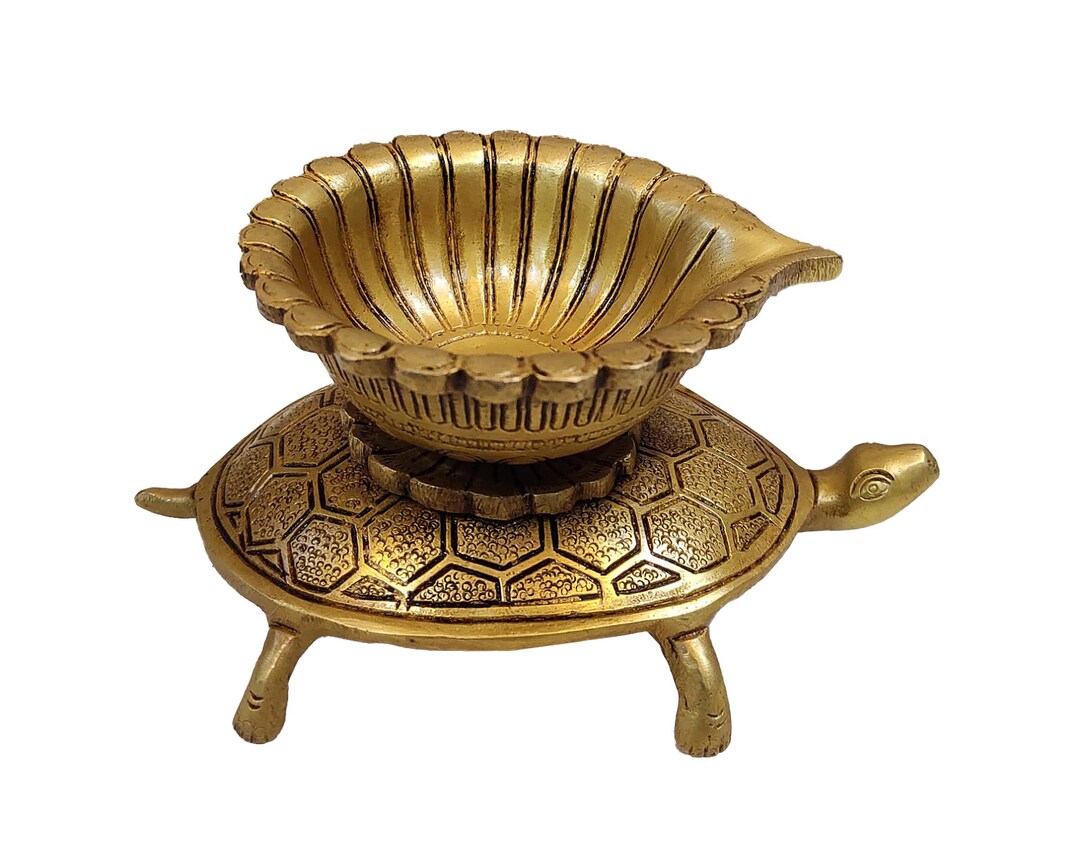 BRASS TORTOISE DIYA - Solid Brass, Symbol of Devotion and Craftsmanship ...