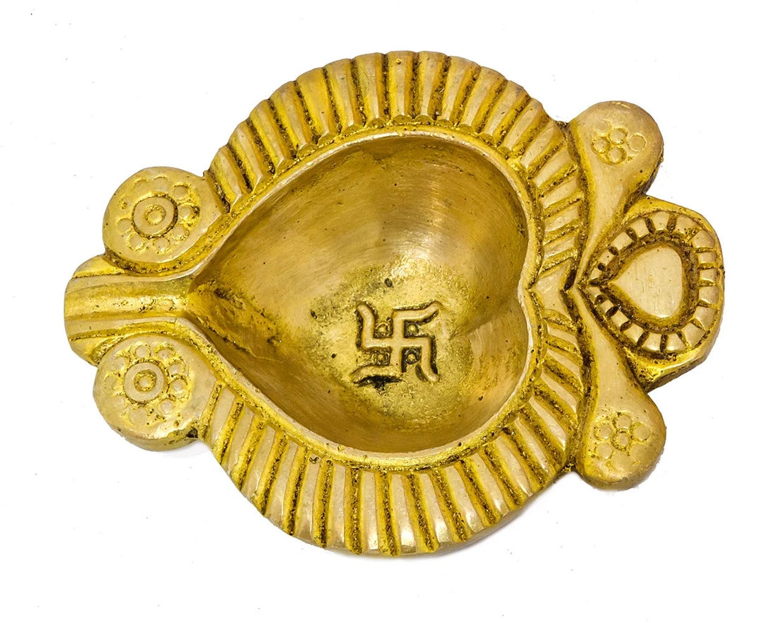 SWASTIC DIYA Brass Solid Brass, Symbol of Devotion and Craftsmanship ...