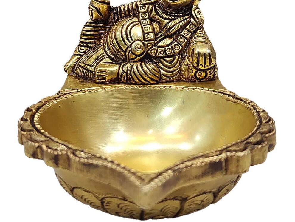 God Kubera With Oil Lamp Brass Solid Brass, Symbol of Devotion and ...