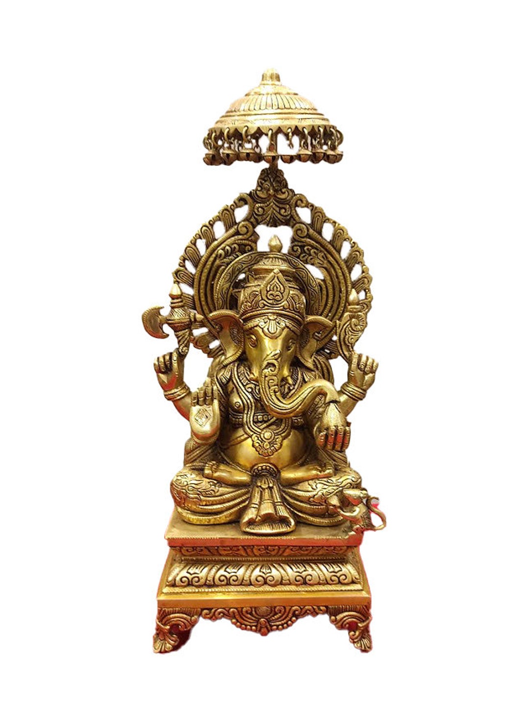 GANESH ON SINGHASHAN Brass Ganesh, Singhasan Idol, Spiritual Decor ...