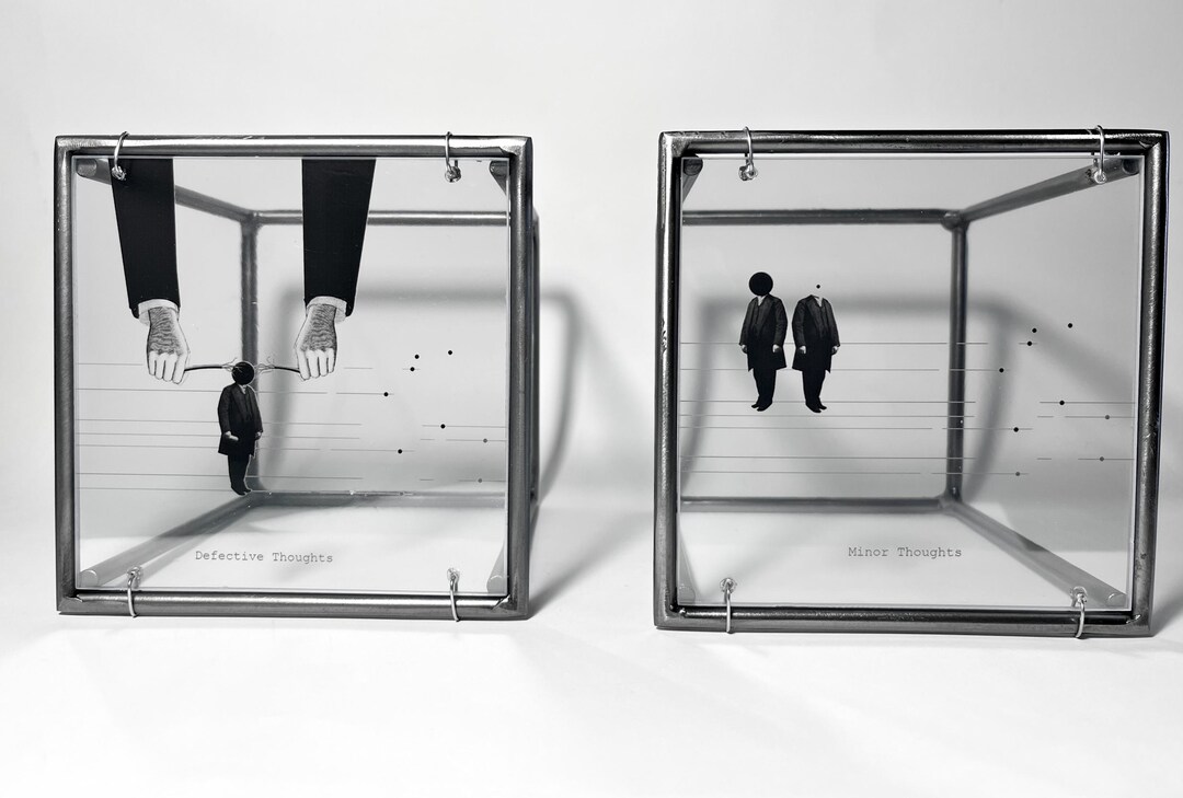 Recognize Your Thinking, Statement Art Sculpture, Metal Cubic Art ...