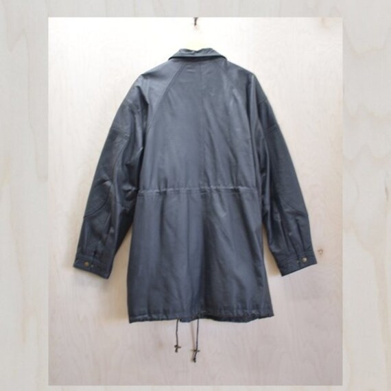 Vintage Duncan Row Mid-Length Leather Moto Jacket - Gem