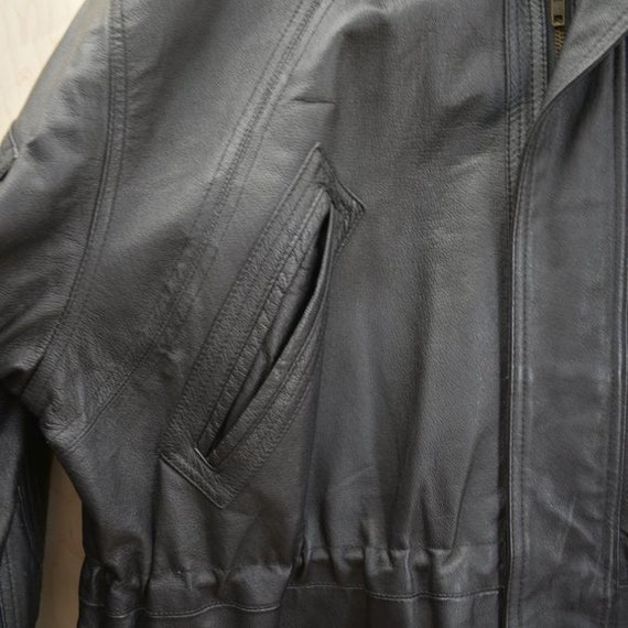 Vintage Duncan Row Mid-Length Leather Moto Jacket - Gem