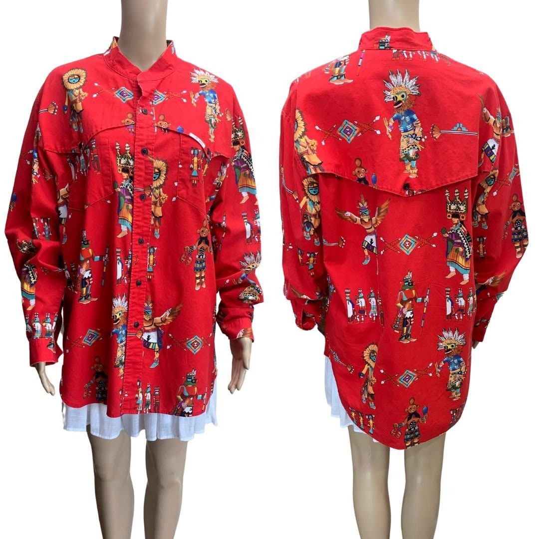 Native American Retro Cotton Button Down Tunic Large - Etsy
