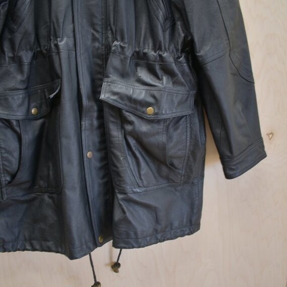 Vintage Duncan Row Mid-Length Leather Moto Jacket - Gem