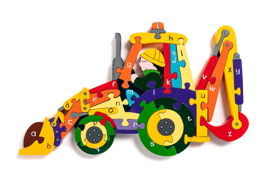 Alphabet Backhoe Handcrafted Wooden Jigsaw Puzzle - Etsy