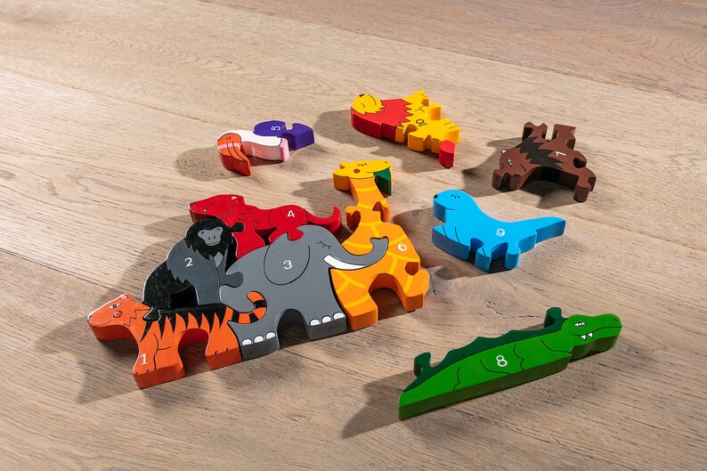 Number Zoo Handcrafted Wooden Jigsaw Puzzle - Etsy