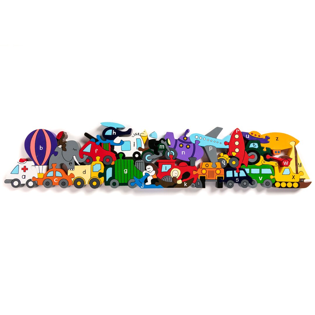 Alphabet Transport Handcrafted Wooden Jigsaw Puzzle - Etsy