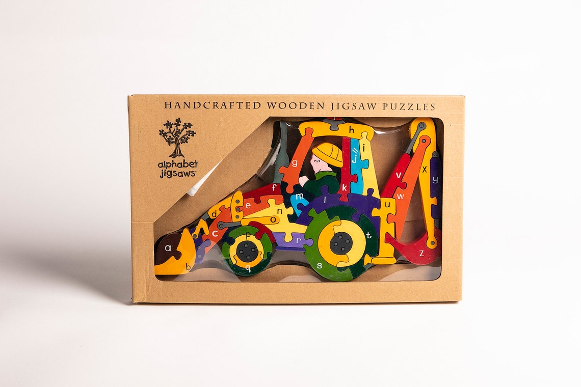 Alphabet Backhoe Handcrafted Wooden Jigsaw Puzzle - Etsy