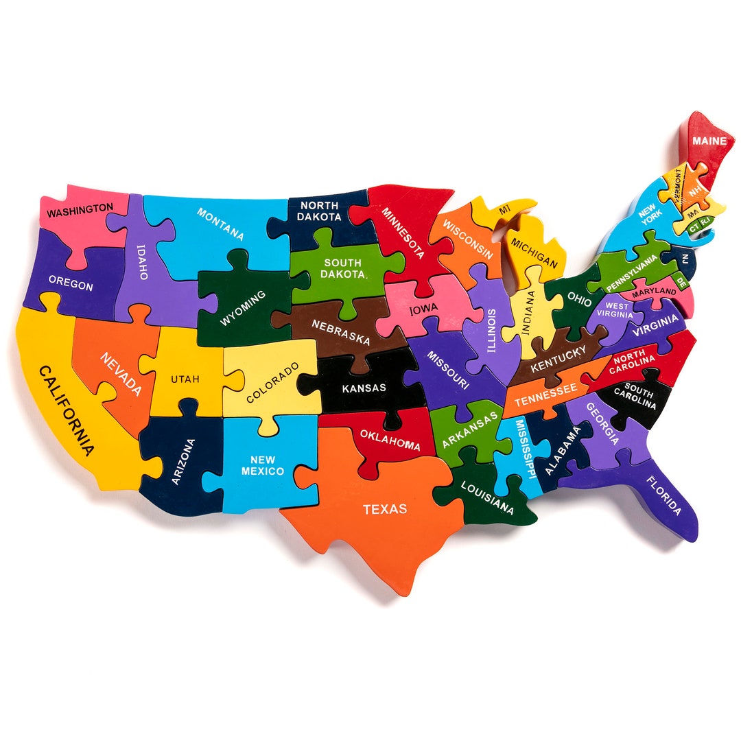 Map of USA Handcrafted Wooden Jigsaw Puzzle - Etsy