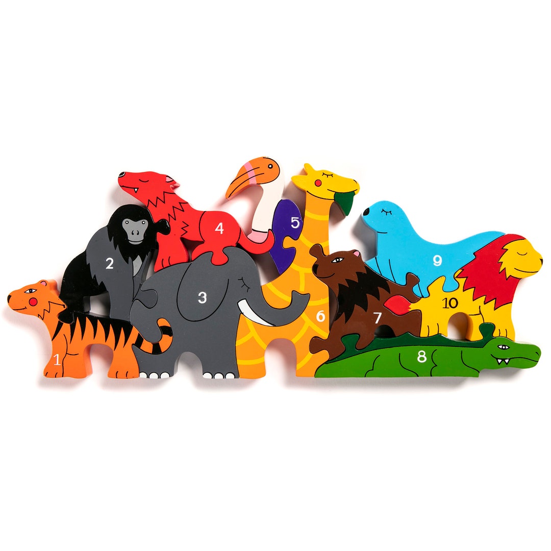 Number Zoo Handcrafted Wooden Jigsaw Puzzle - Etsy