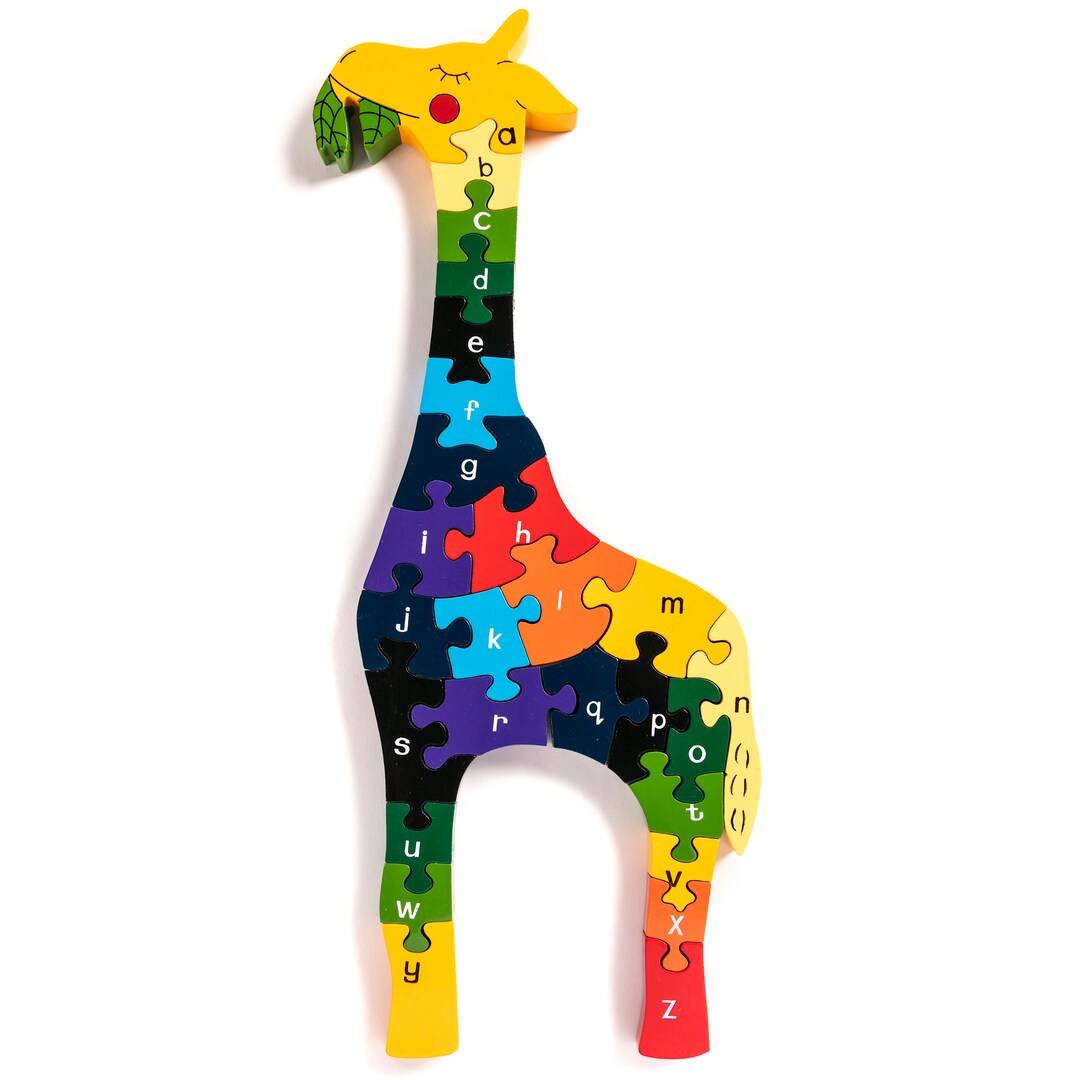 Alphabet Giraffe Handcrafted Wooden Jigsaw Puzzle - Etsy