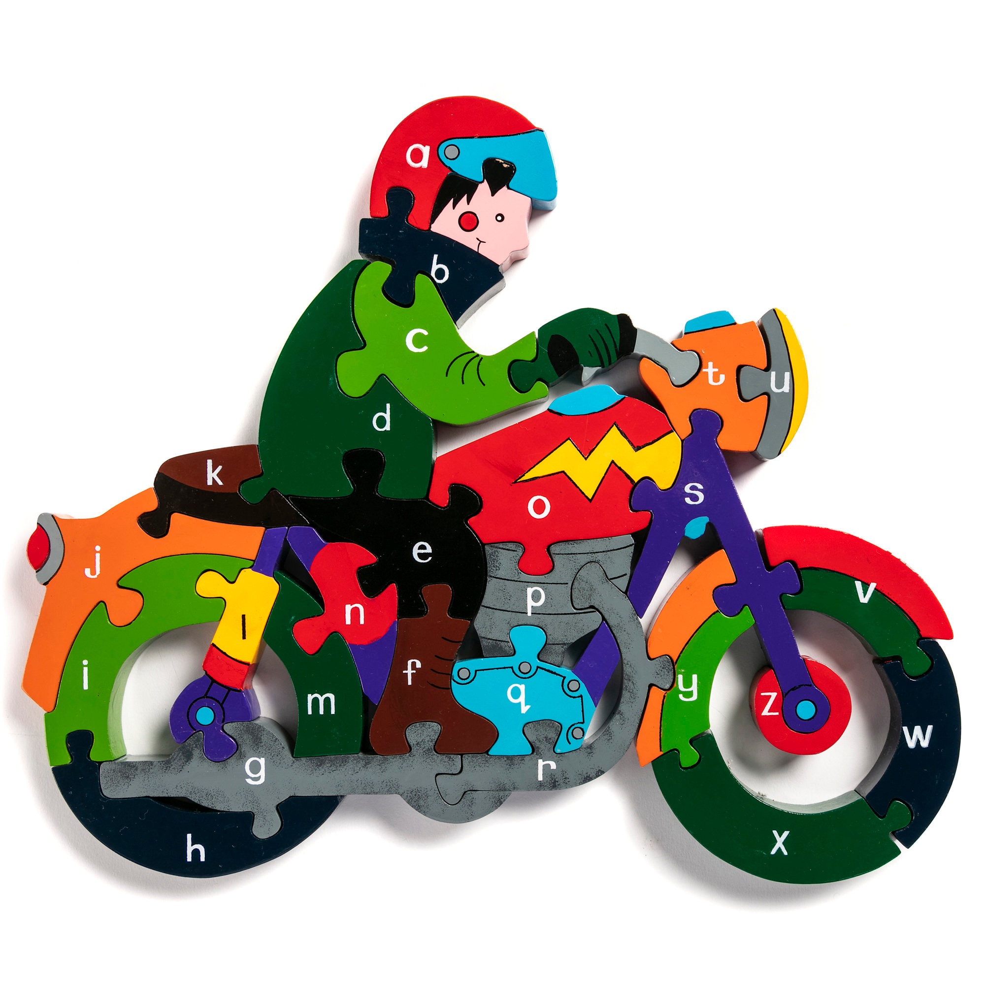 Alphabet Motorbike Handcrafted Wooden Jigsaw Puzzle - Etsy