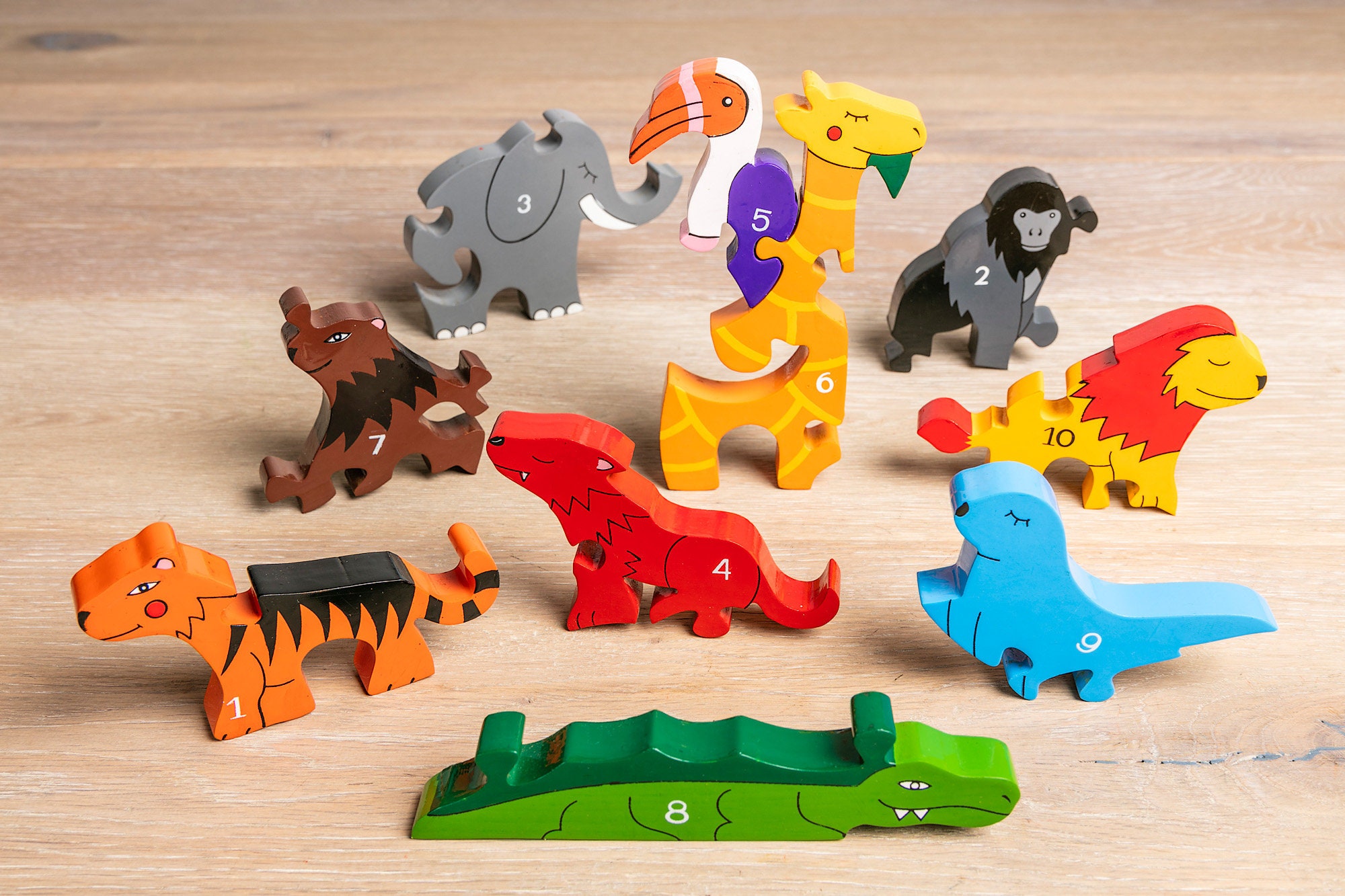 Number Zoo Handcrafted Wooden Jigsaw Puzzle - Etsy