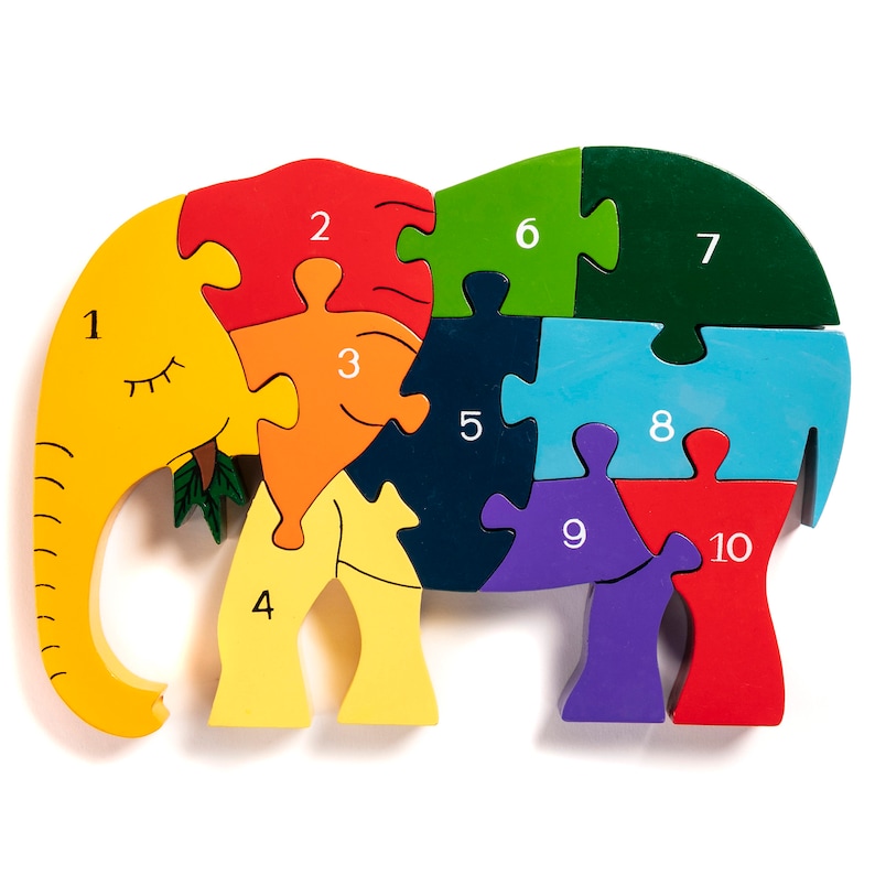 Number Elephant Wooden Jigsaw Puzzle - Etsy