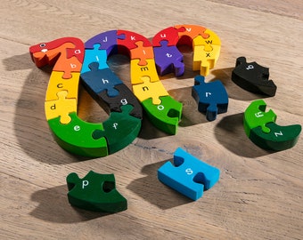 Alphabet Backhoe Handcrafted Wooden Jigsaw Puzzle - Etsy