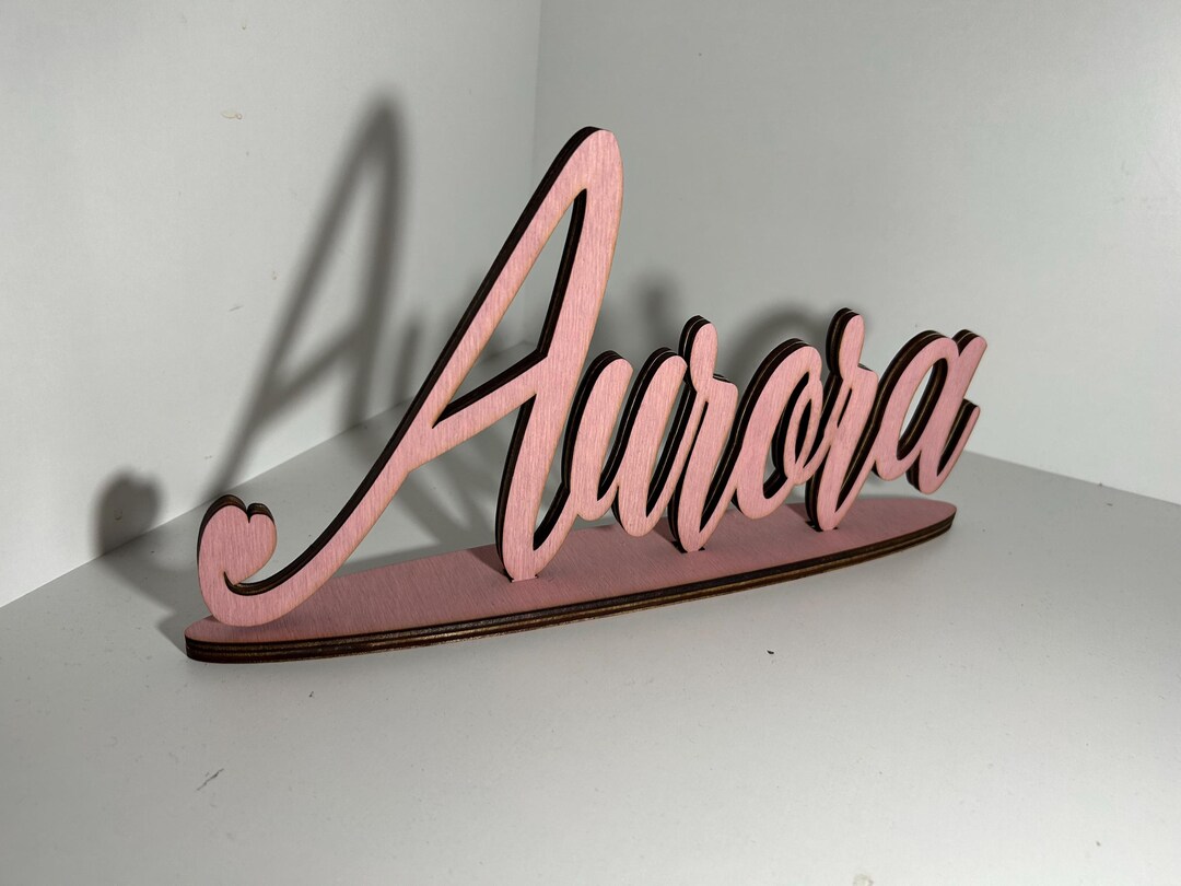 Pink Name Plate Personalized With Hearts Poplar Wood With Base birthday ...