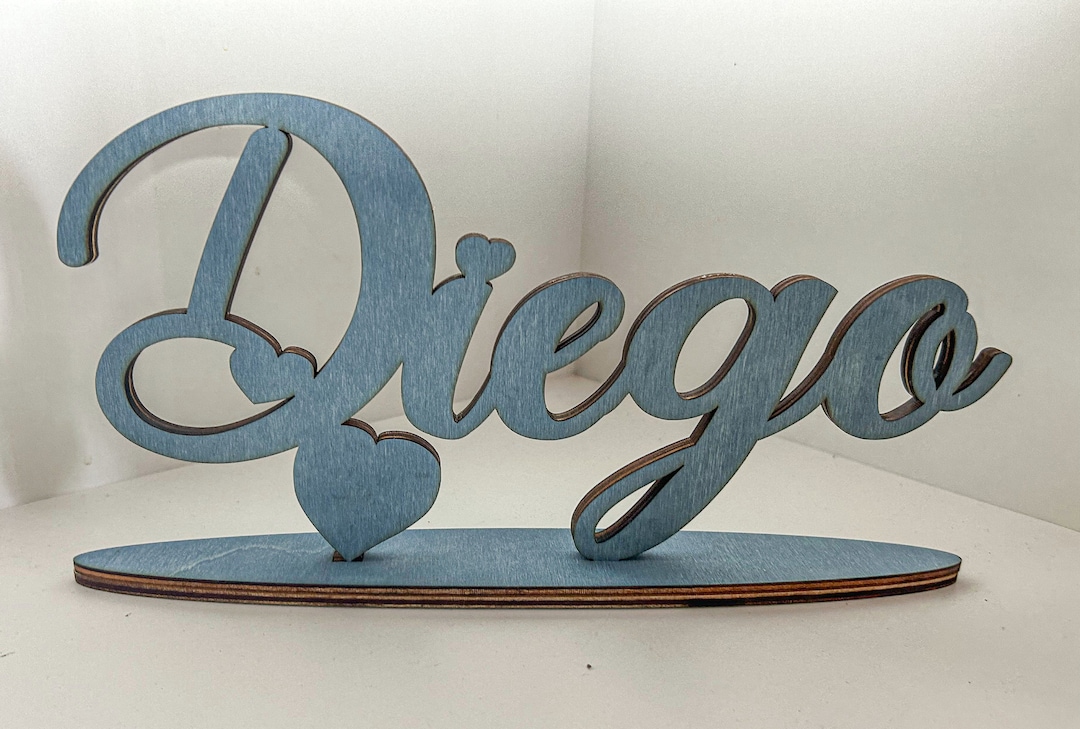 Personalized Name Plate With Hearts - Poplar Wood With Base ...