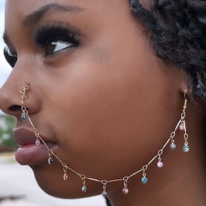 Evil Eye Protection Nose Cuff Chain Earring - Etsy