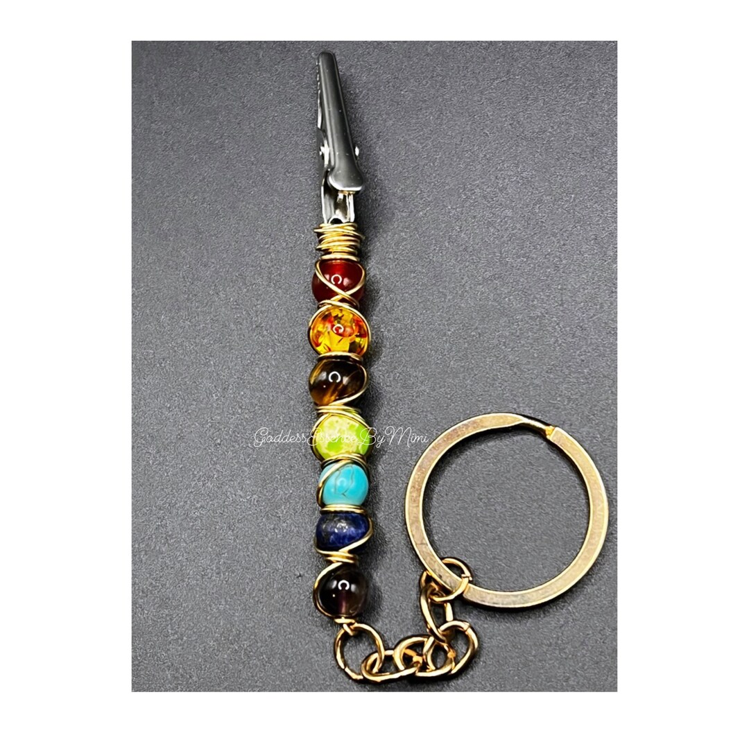 Chakra Card Gripper, Handmade Beaded Keychain Card Clip ATM Debit ...