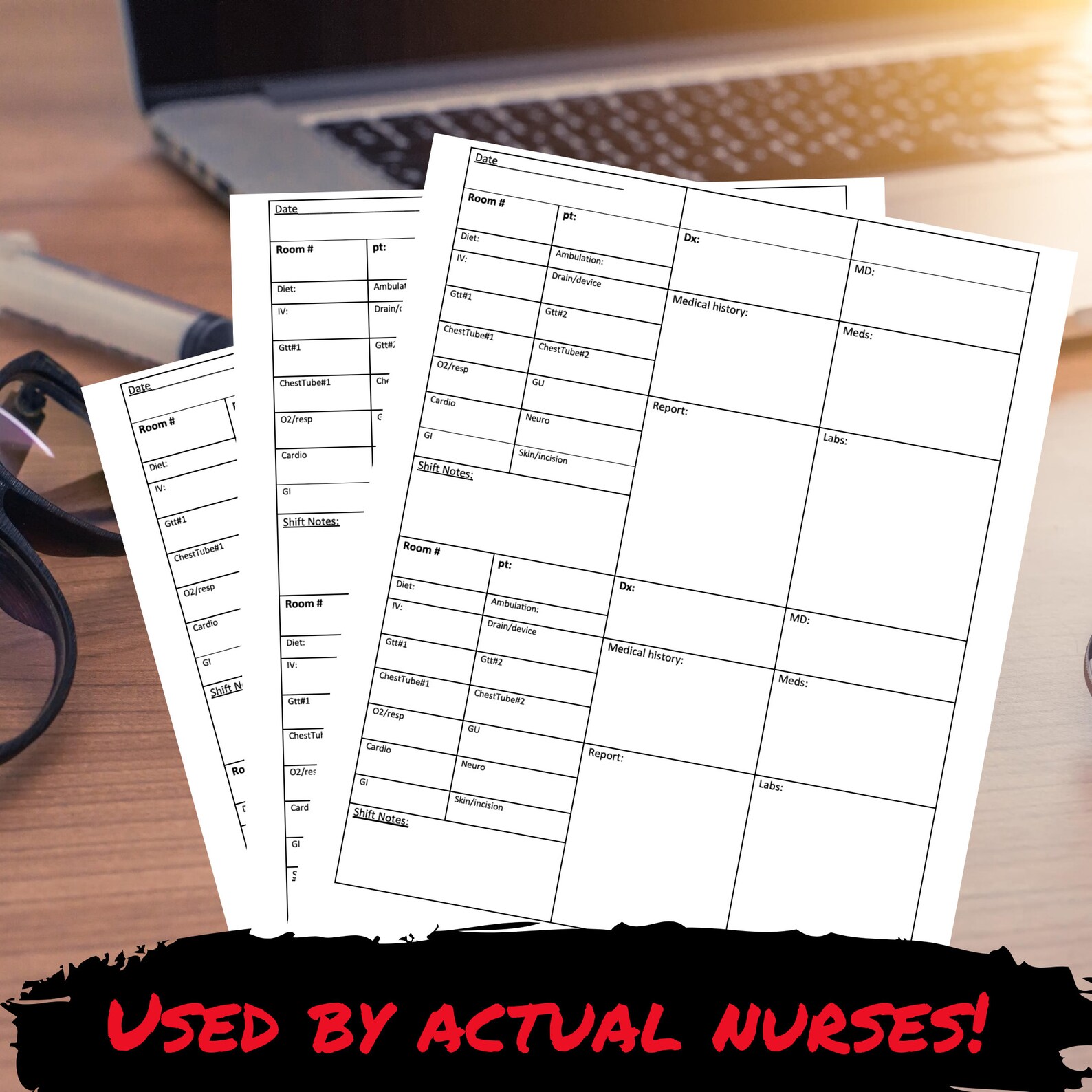 Nursing Report Sheet Template - Customizable Nurse Report Sheet - 2 ...