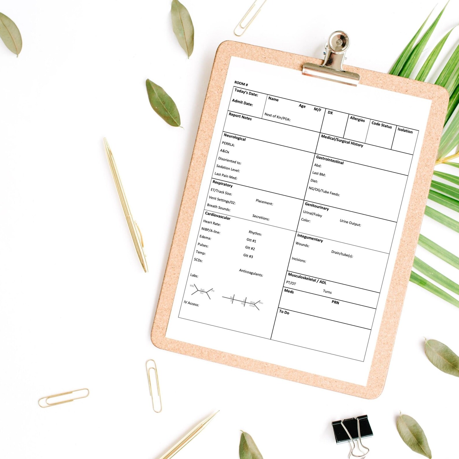 ICU Nursing Report Sheet Template Customizable Nurse Report Sheet 1 ...