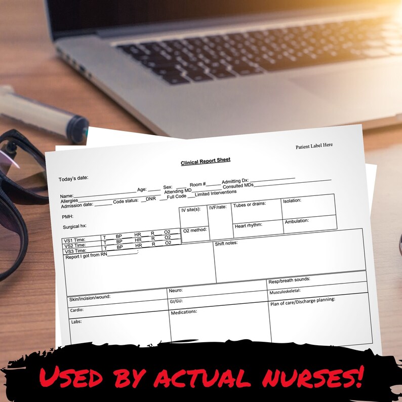 Clinical Nursing Report Sheet Template - Customizable Nurse Report ...