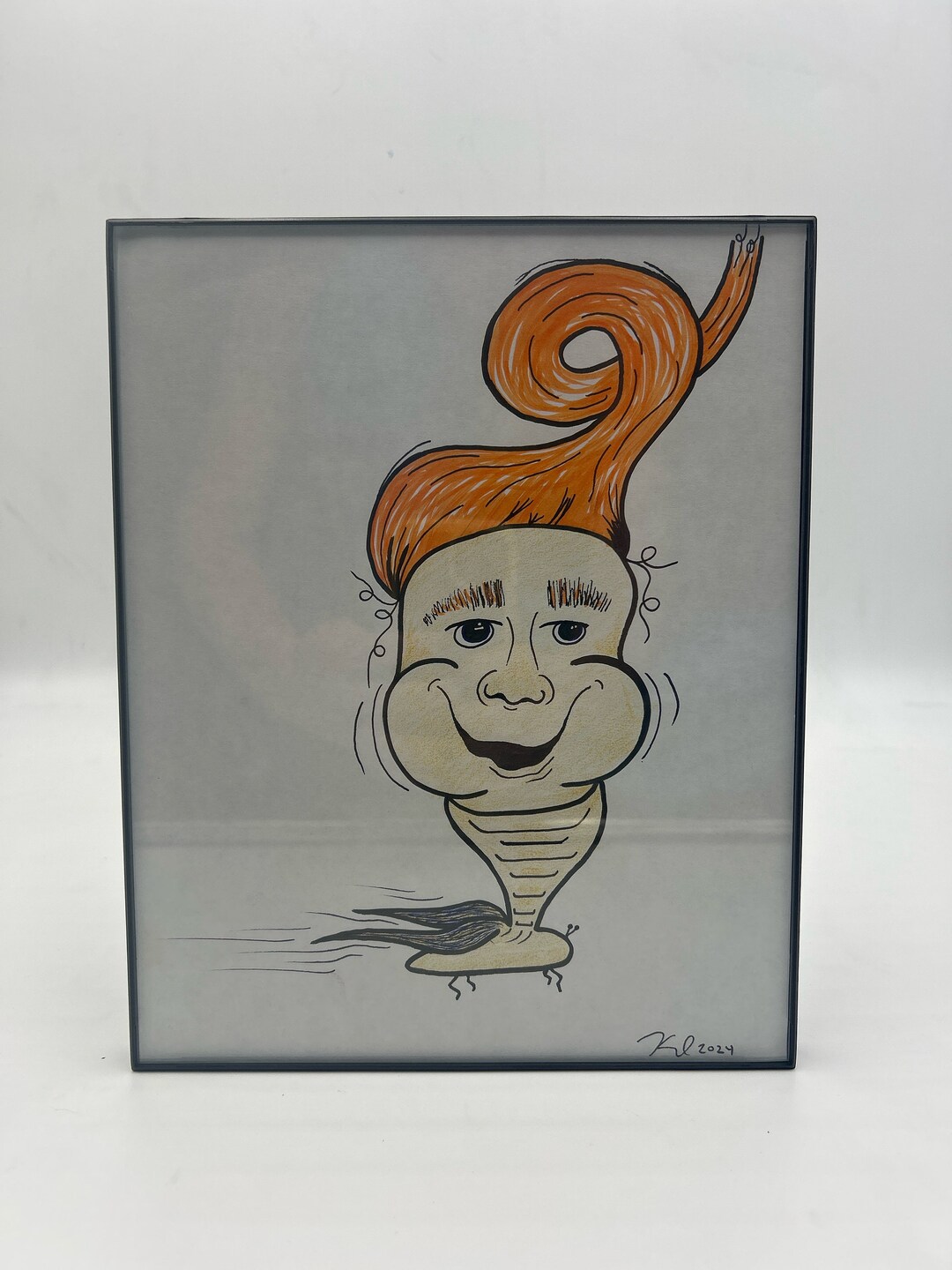 Framed June Bug Cartoon Art: Marker and Colored Pencil Drawing (8x11 ...