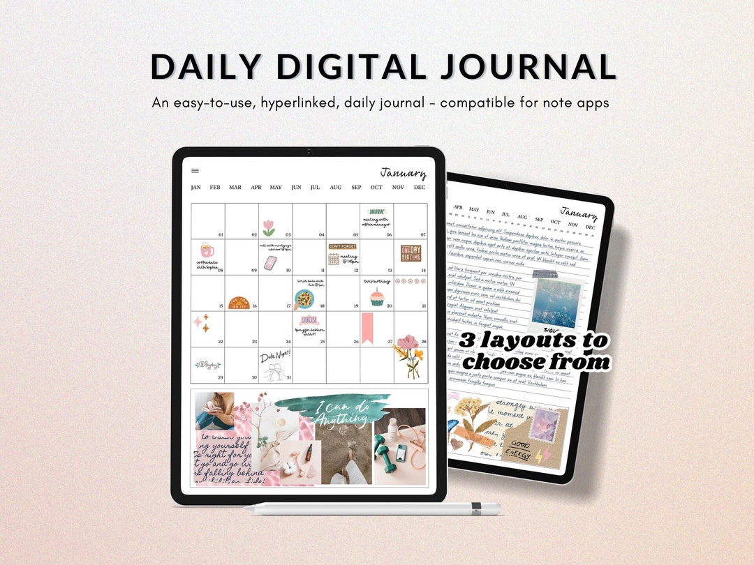 Digital Daily Journal | 365 Hyperlinked Minimal Journal | Bullet ...