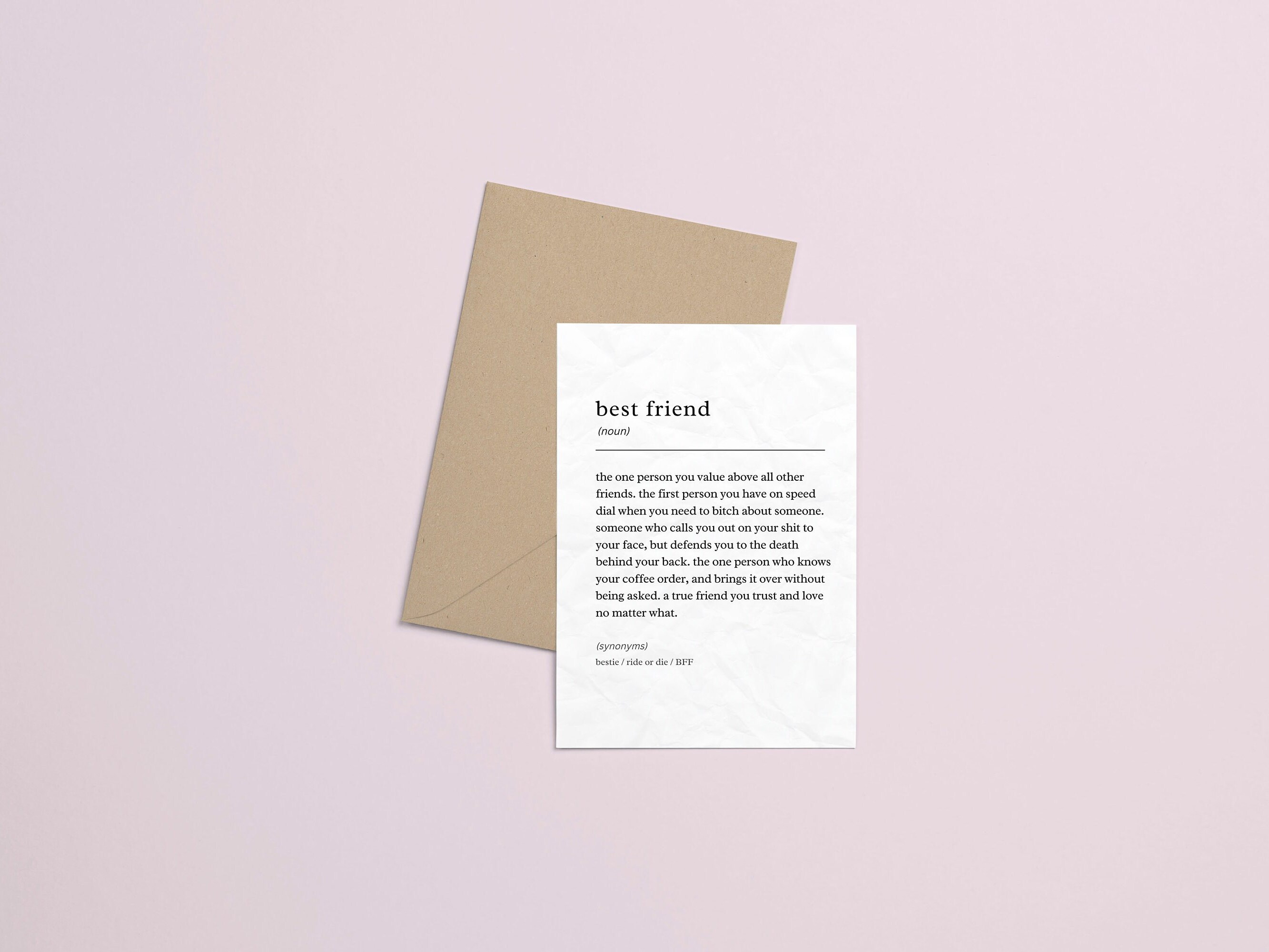 Definition of a 'best Friend' Card Bestie Birthday - Etsy