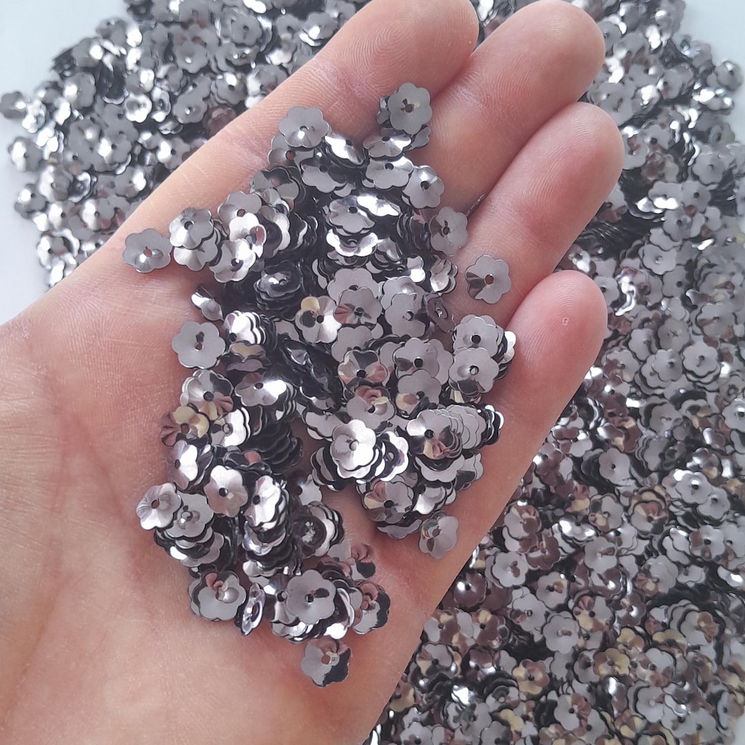 Anthracite Black Coal Hard Coal 3D Flower Cup Sequins Paillettes 8mm ...